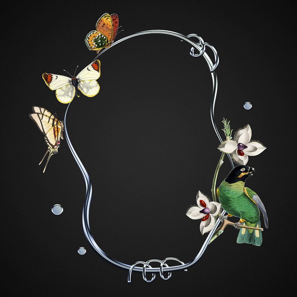 Floral silver frame shape | Premium Photo - rawpixel