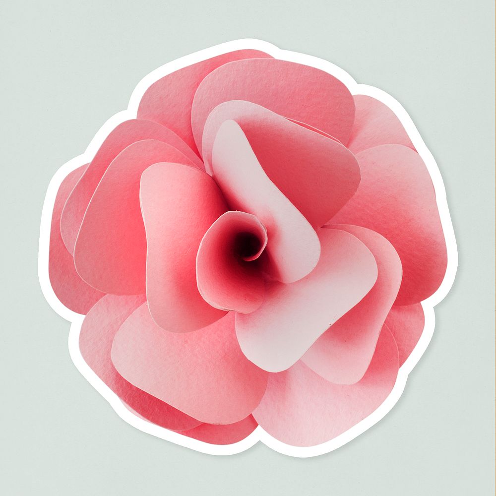 Rose 3D papercraft flower sticker | Premium PSD - rawpixel