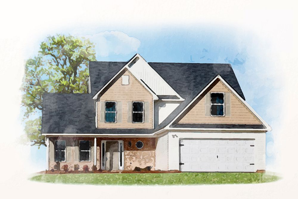 Two story house, watercolor clipart | Premium Vector - rawpixel