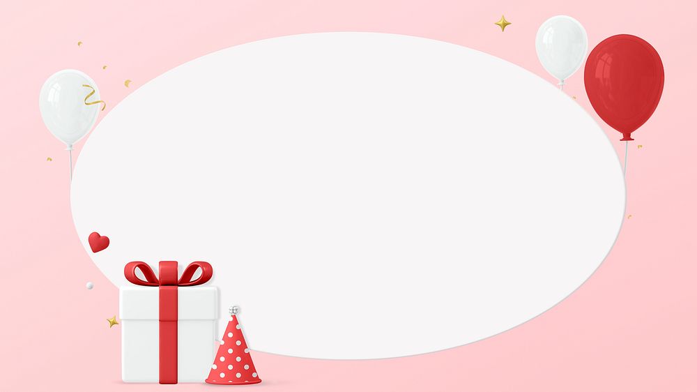 Birthday frame, 3d red gift | Premium PSD Illustration - rawpixel