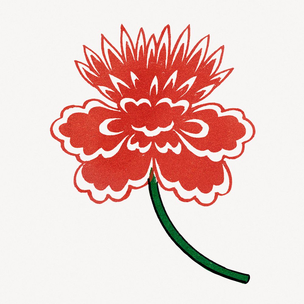 Red flower collage element, vintage | Premium PSD Illustration - rawpixel