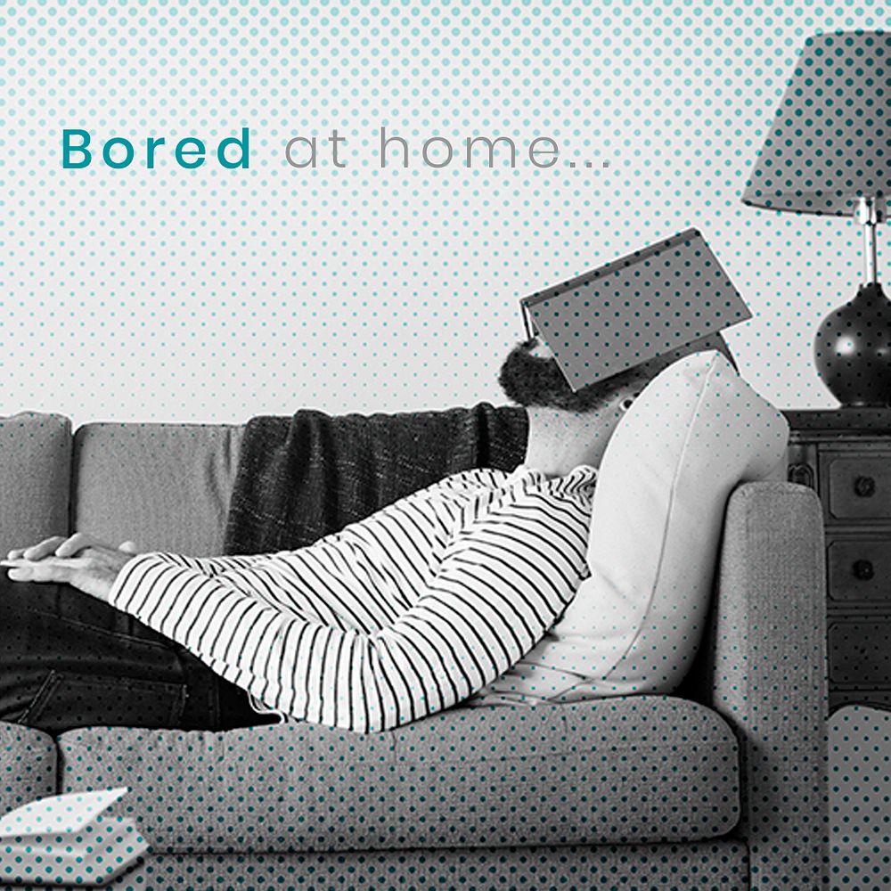 Man getting bored at home | Free PSD Template - rawpixel