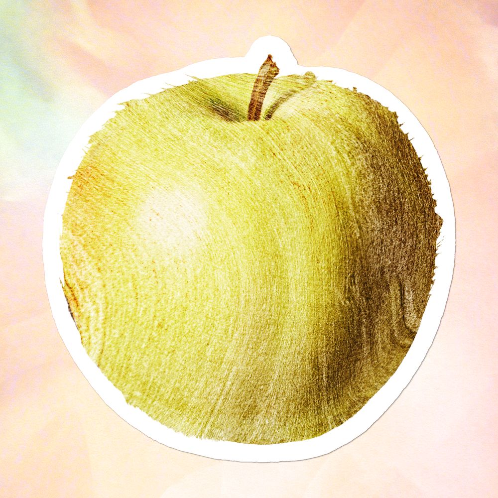 Hand drawn green apple sticker | Free PSD - rawpixel