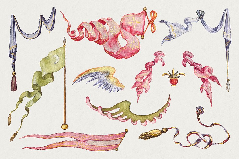 Medieval heraldic ribbon, flag and | Premium PSD Illustration - rawpixel