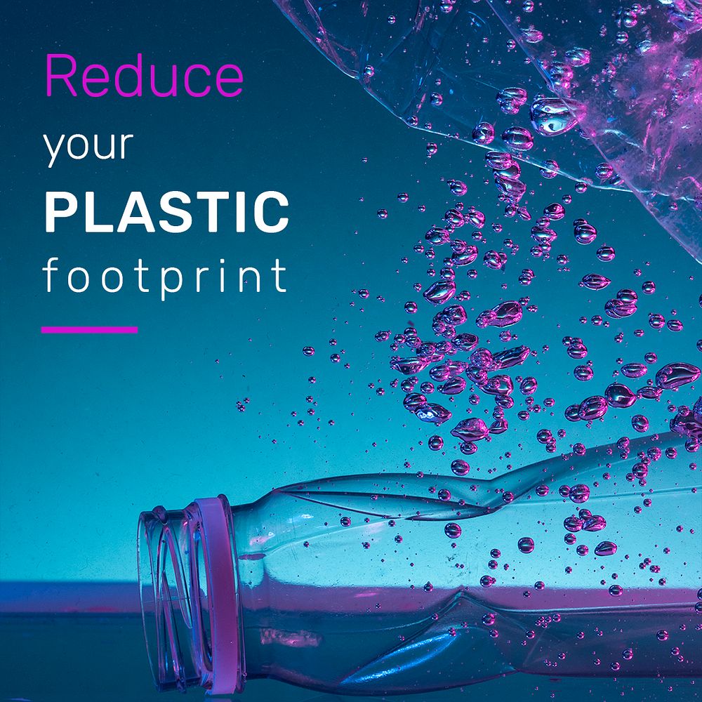 Reduce your plastic footprint social | Free PSD Template - rawpixel