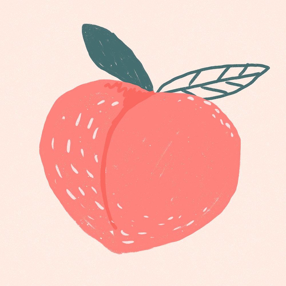 Fruit peach doodle drawing psd | Free PSD Illustration - rawpixel