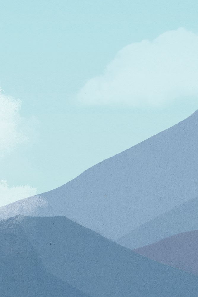 Blue mountain clouds illustration, minimal | Free Photo - rawpixel
