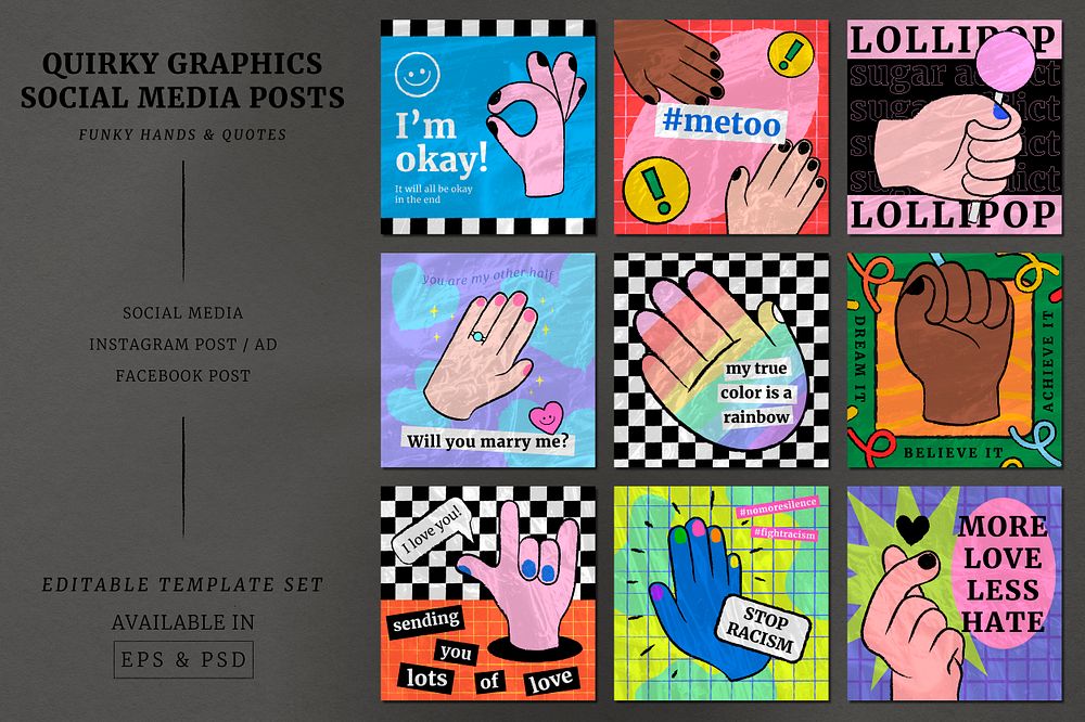 Colorful funky Instagram post template, | Free PSD - rawpixel