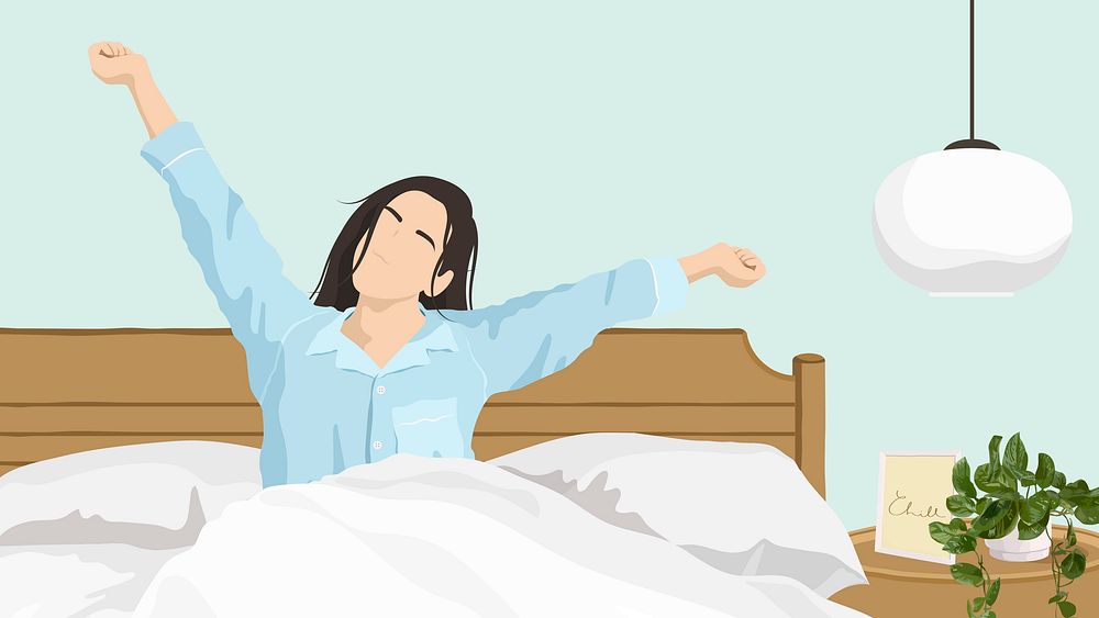 Woman waking up desktop wallpaper, | Free Photo Illustration - rawpixel