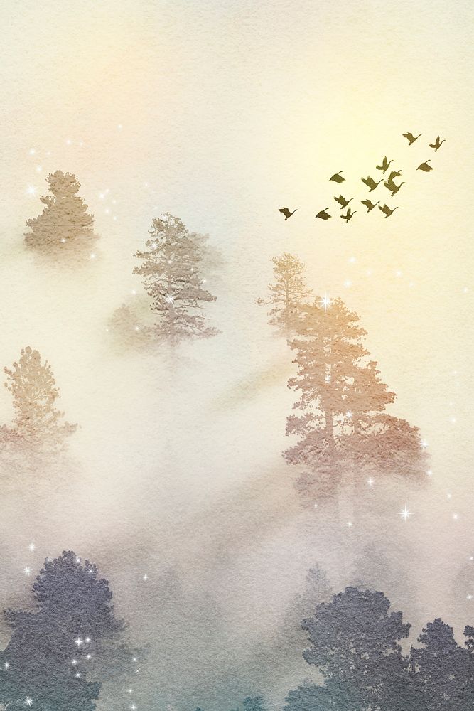 Glitter forest background, nature watercolor | Premium PSD Illustration ...
