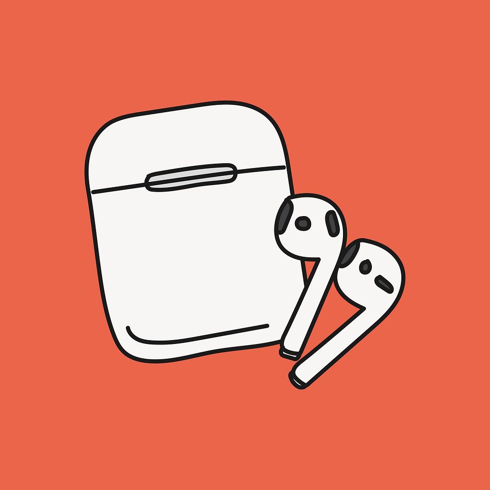 Airpods doodle clipart, gadget creative | Free Photo Illustration ...