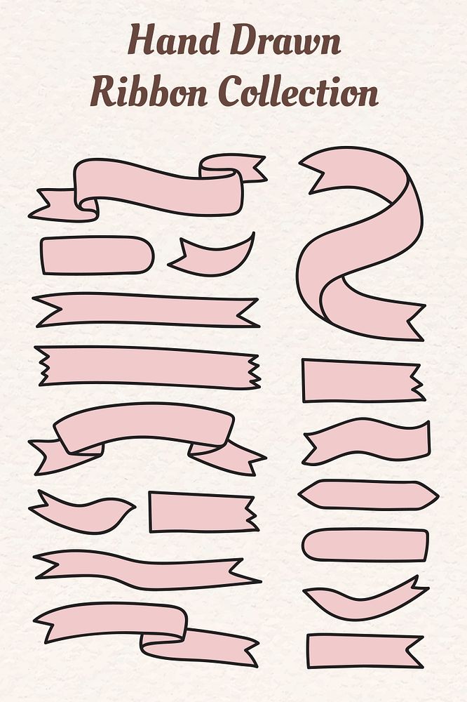 Hand drawn ribbon collection vector | Premium Vector - rawpixel