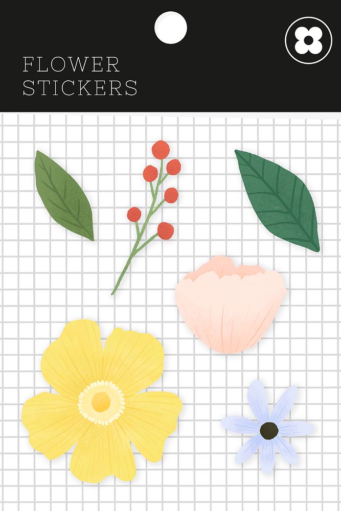 Flower stickers package illustration | Premium PSD - rawpixel