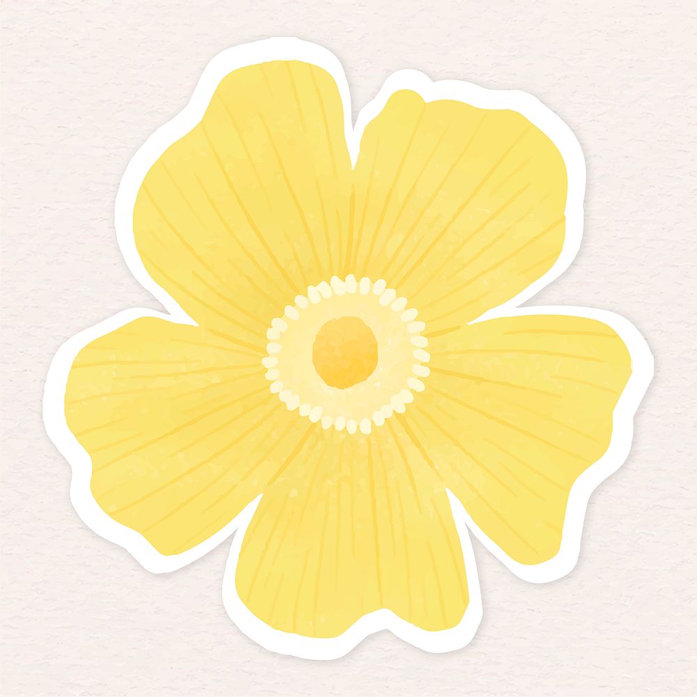 Yellow flower sticker illustration | Premium PSD - rawpixel