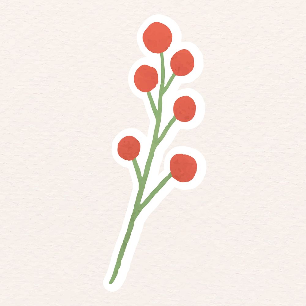 Red flowers sticker vector | Premium Vector - rawpixel
