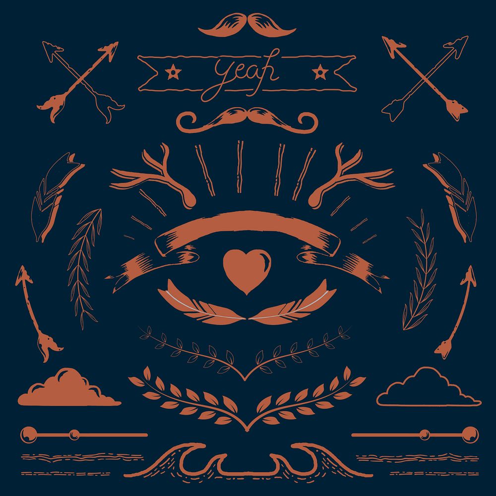 Hand drawn vintage element vector | Premium Vector - rawpixel