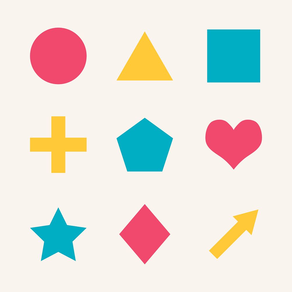 Colorful flat geometric shapes set | Free Vector - rawpixel