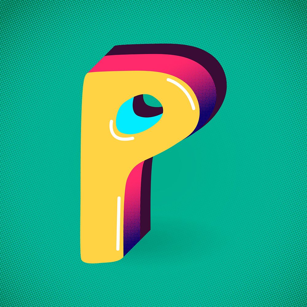 Letter P yellow funky stylized | Free Photo - rawpixel