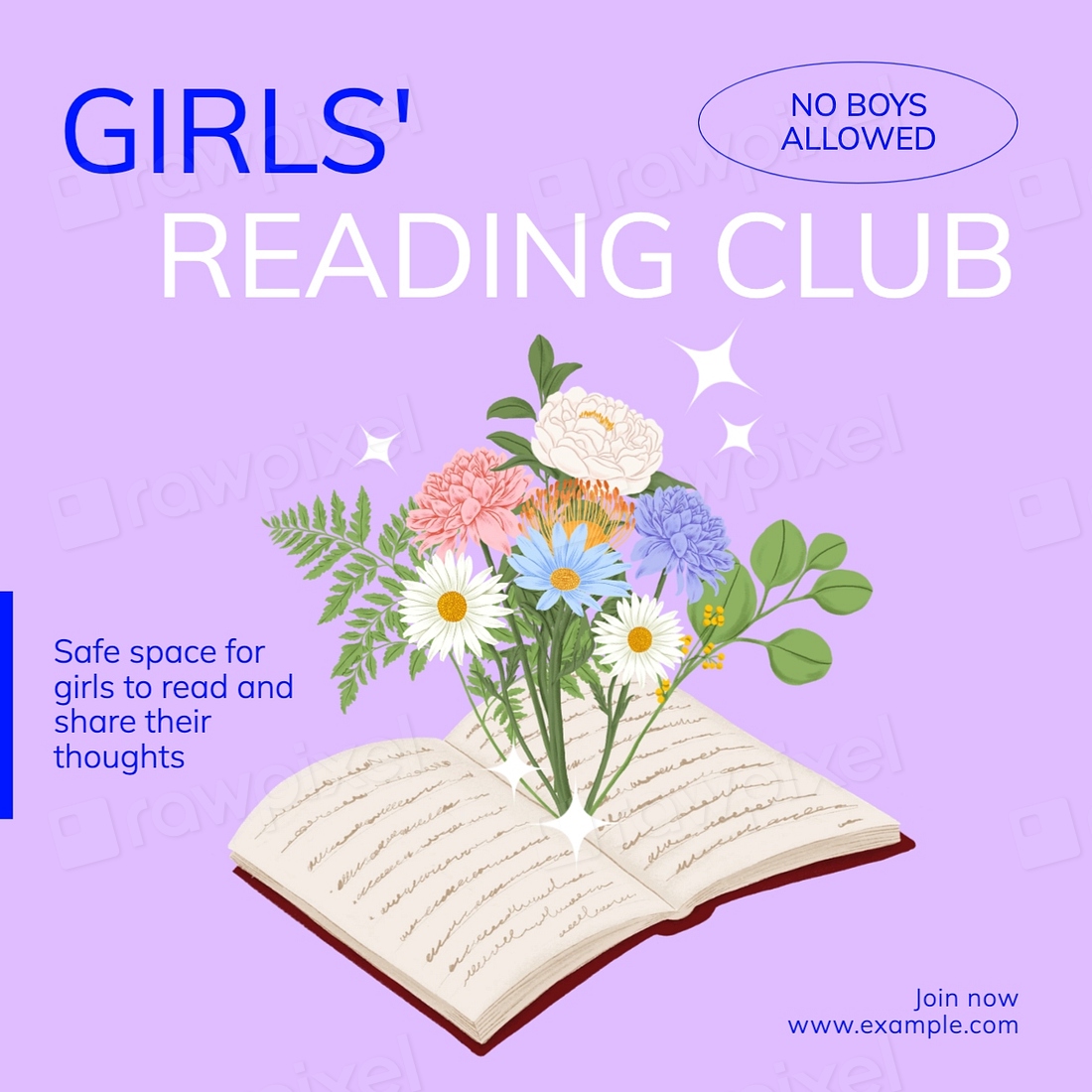 Girls' reading club Facebook post | Premium Editable Template - rawpixel