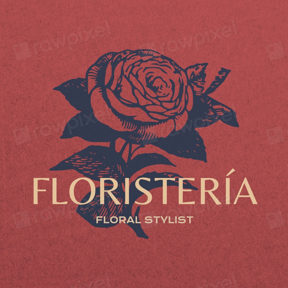 Red rose vintage logo template, | Free Logo Maker - rawpixel