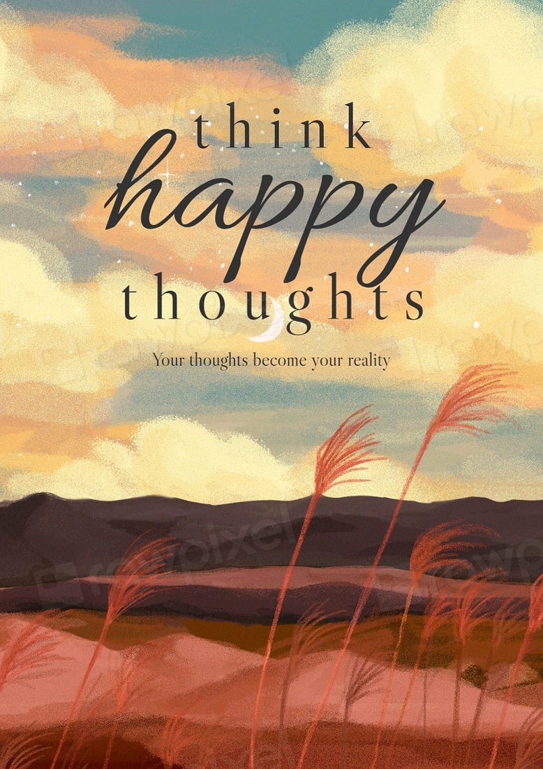 Think happy thoughts poster template, | Premium Editable Template ...