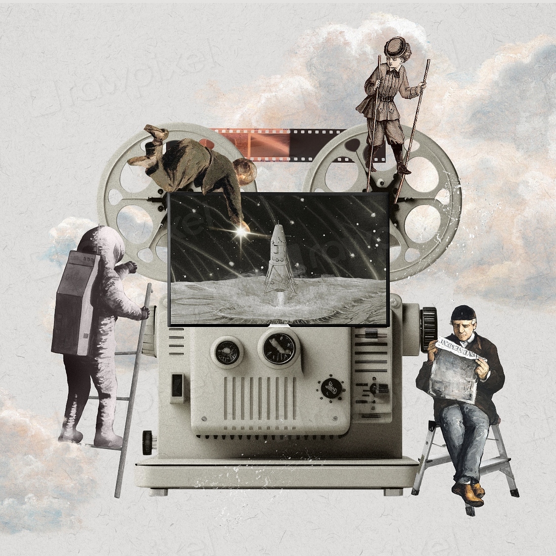 Editable retro film making remix | Free Editable Design - rawpixel