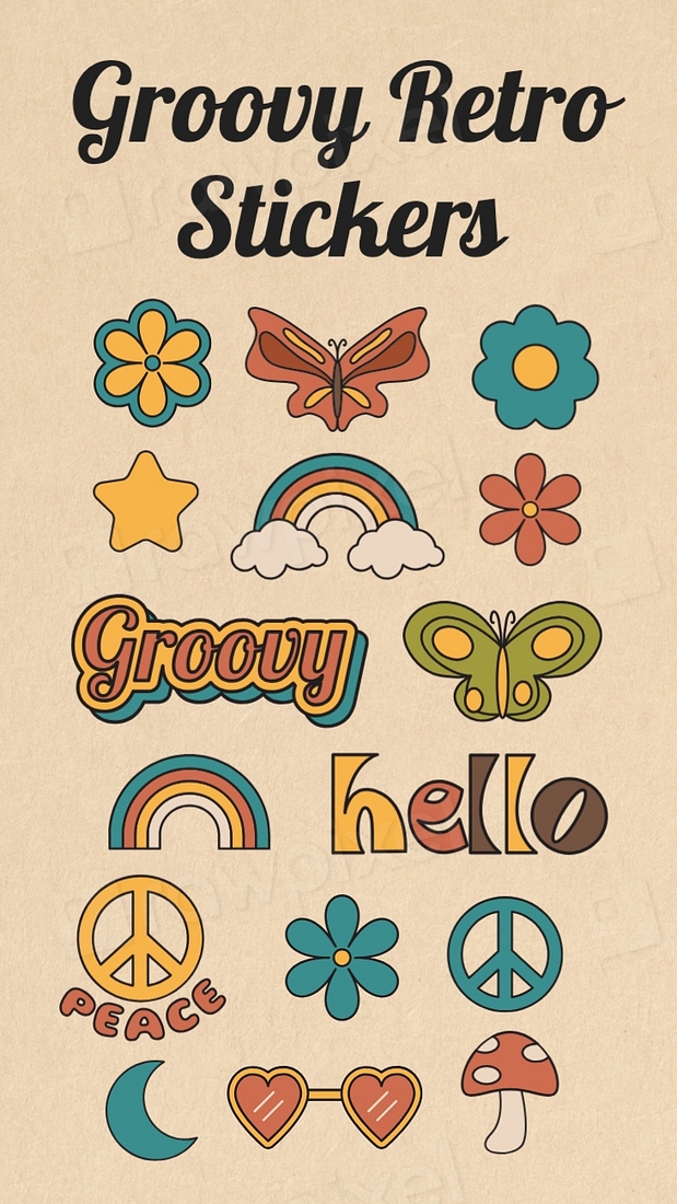Groovy retro sticker, editable remix | Premium Editable Design - rawpixel
