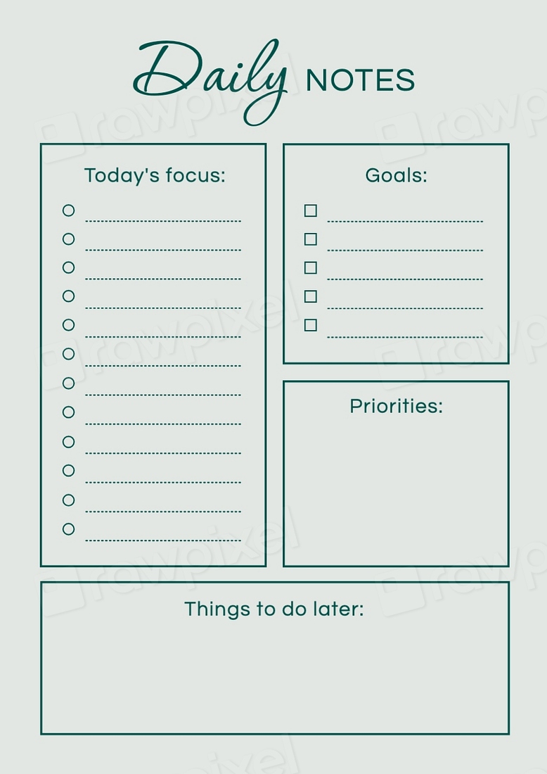 Daily notes template | Premium Editable Template - rawpixel