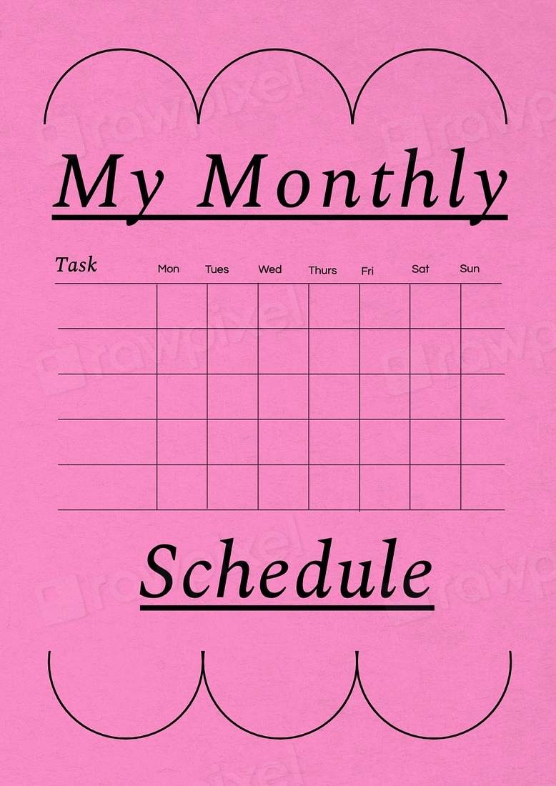 Monthly schedule planner template, editable | Free Editable Template ...