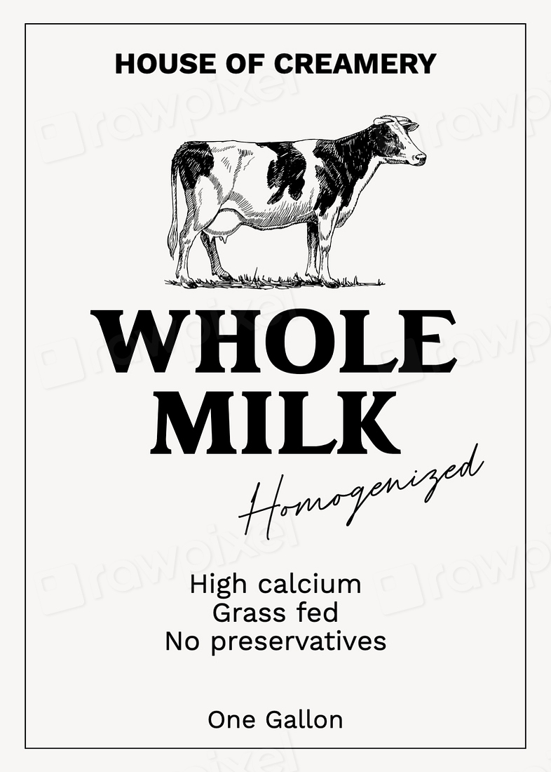 Whole milk label template, editable | Premium Editable Template - rawpixel