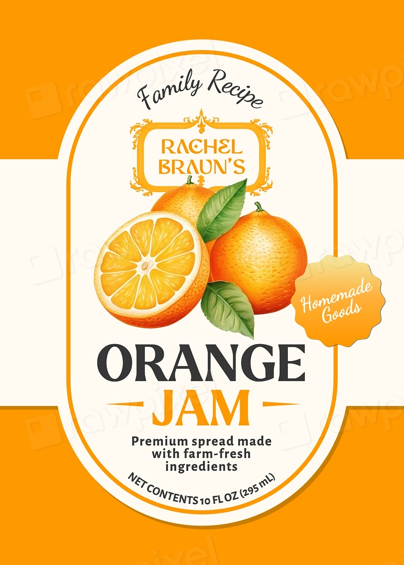 Orange jam label template, editable | Premium Editable Template - rawpixel