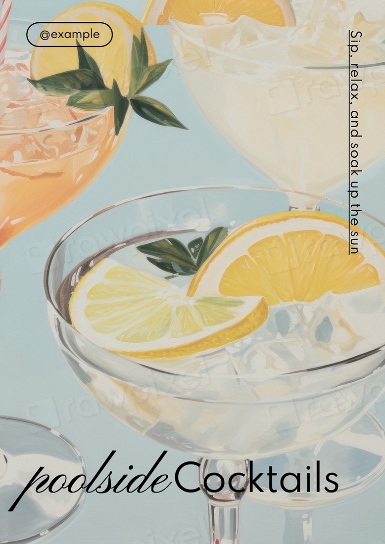 Poolside cocktails poster template | Premium Editable Template - rawpixel