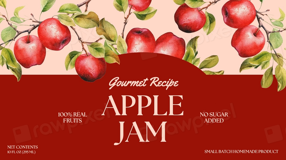 Apple jam label template, editable | Premium Editable Template - rawpixel