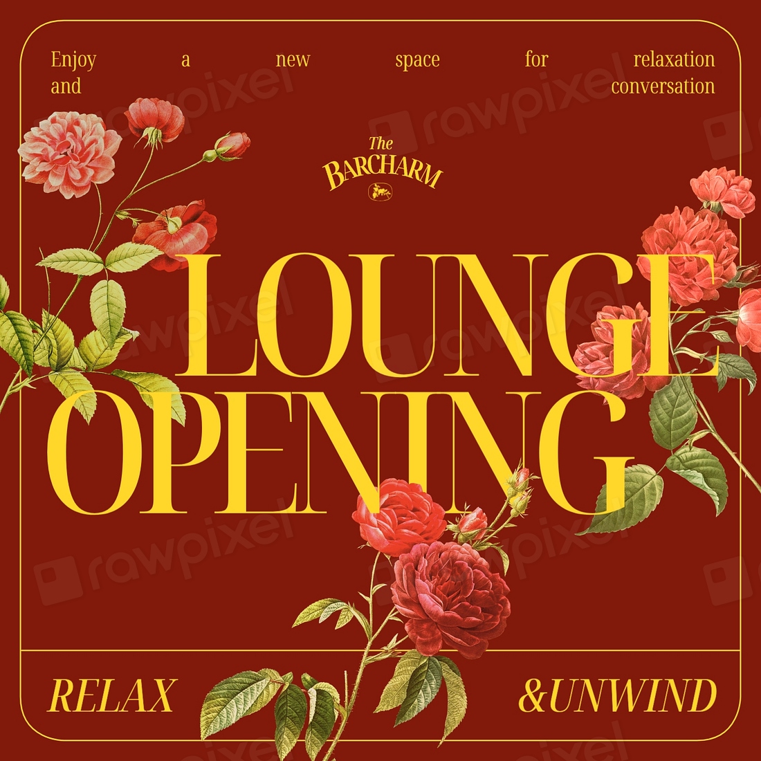 Lounge opening Instagram post template, | Premium Editable Template ...