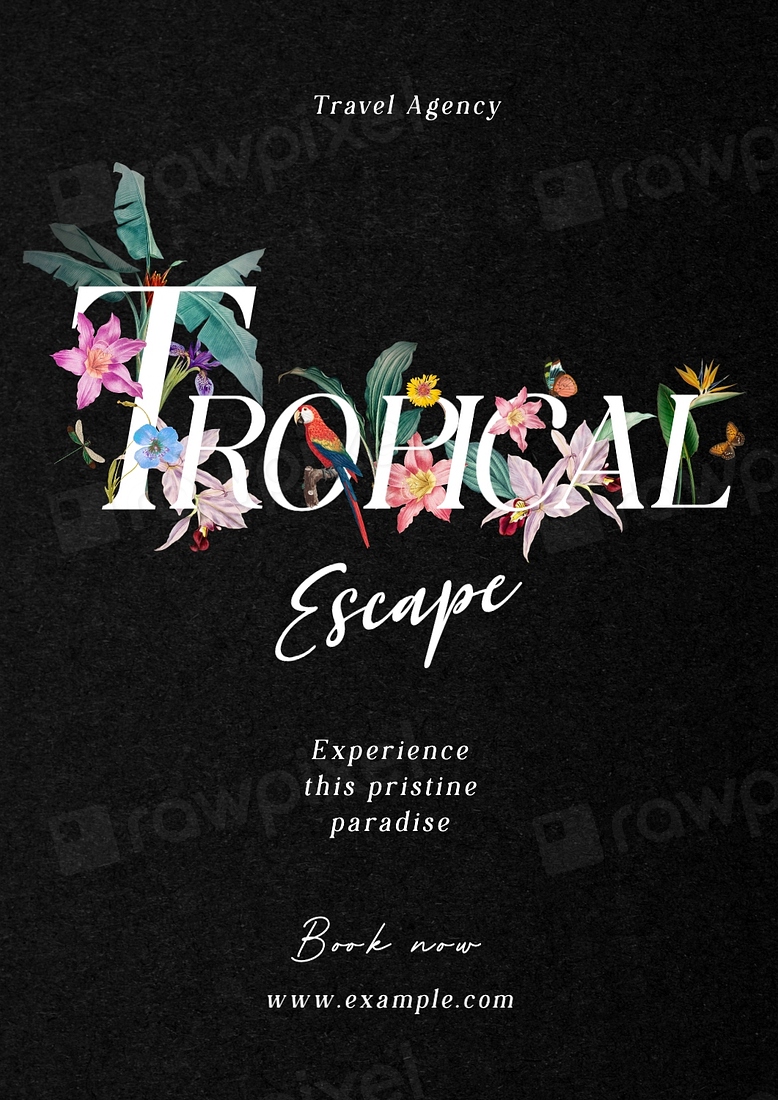 Tropical escape poster template, editable | Premium Editable Template ...