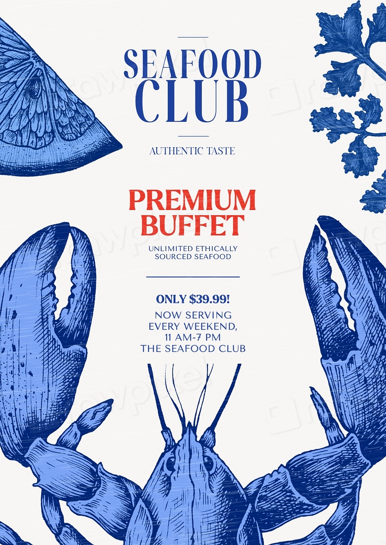 Seafood restaurant fish poster template | Premium Editable Template ...