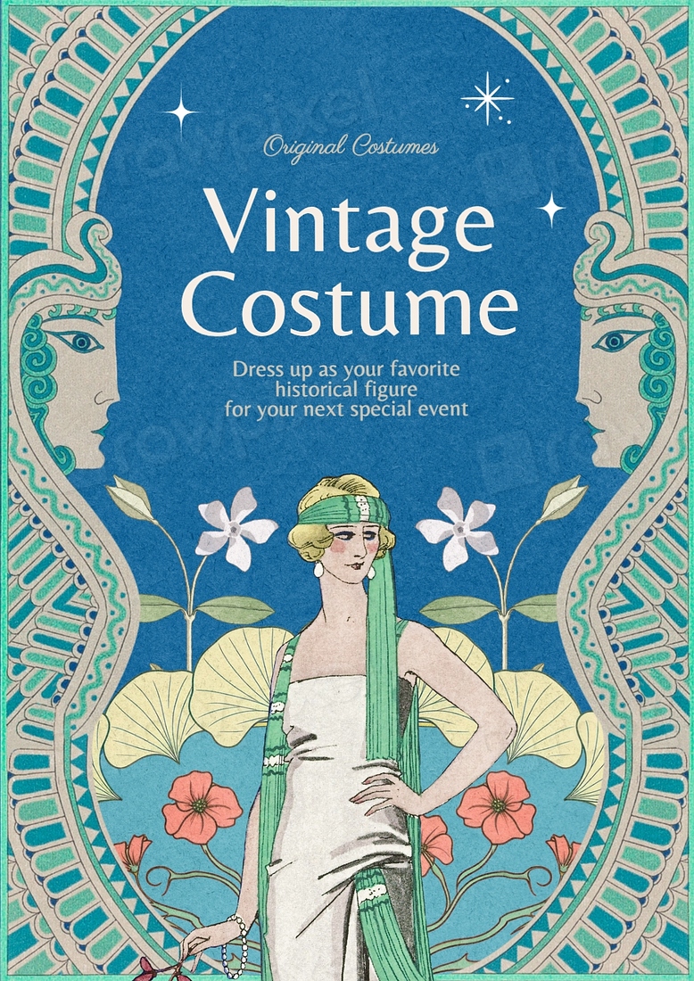 Vintage costume poster template | Free Editable Template - rawpixel