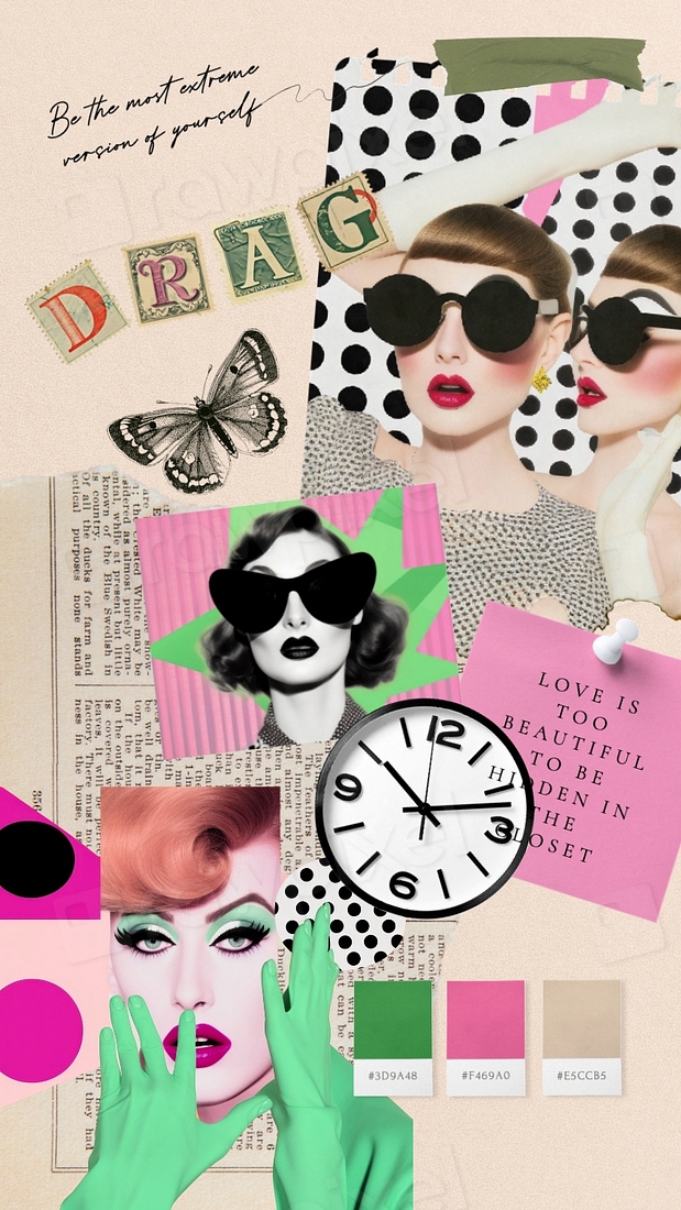 Vintage drag mood board mockup | Free Moodboard Maker - rawpixel