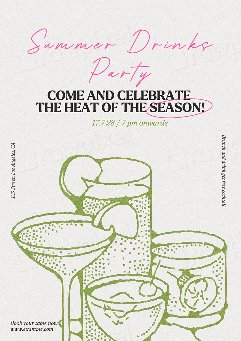 Summer drinks party poster template, | Premium Editable Template - rawpixel