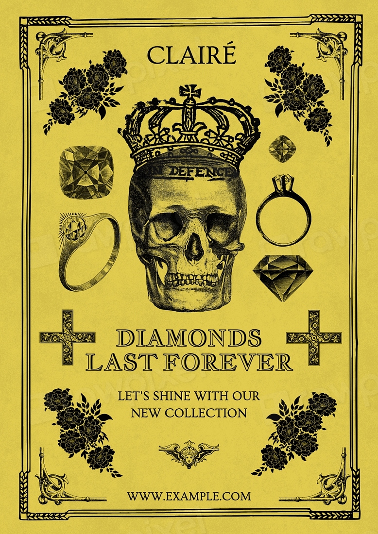 Diamonds are forever poster template, | Premium Editable Template ...