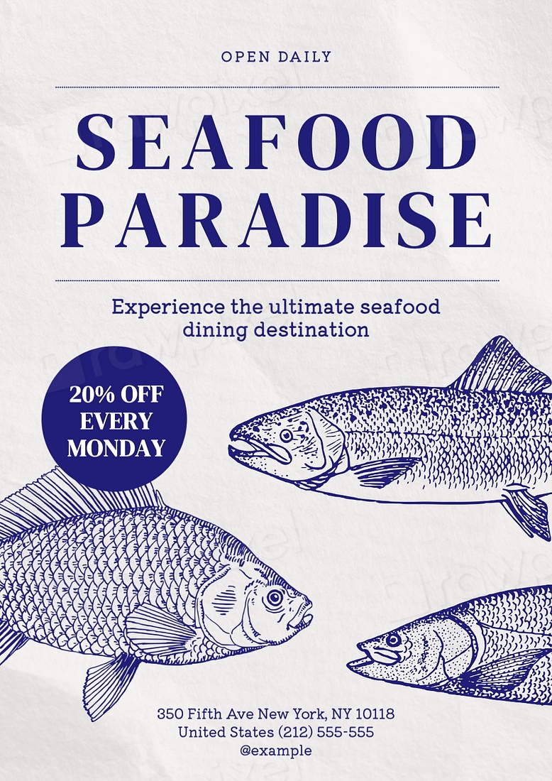 Seafood restaurant fish poster template | Premium Editable Template ...