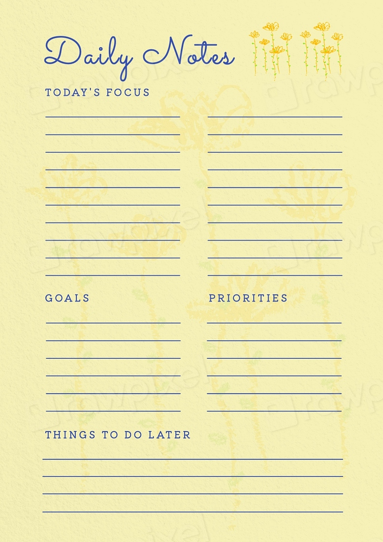 Daily notes planner template | Premium Editable Template - rawpixel