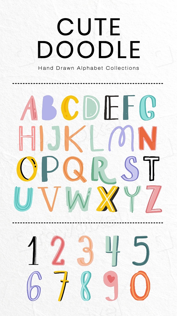 Cute doodles hand drawn alphabet | Premium Editable Design - rawpixel