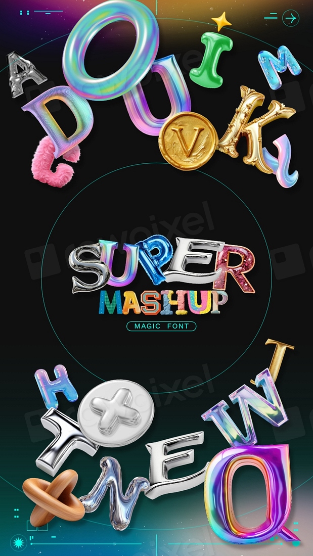 Super mashup magic font Pinterest | Premium Editable Design - rawpixel