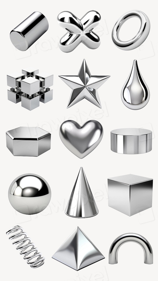3D metallic chrome shape element | Premium Editable Design - rawpixel