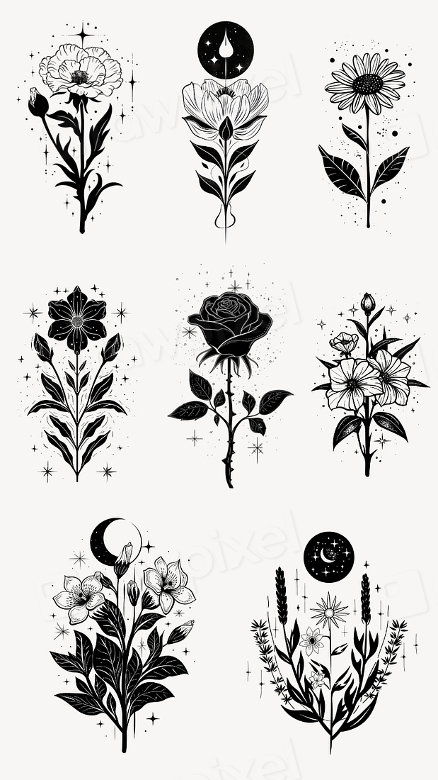 Hand drawn mystical flower isolated | Premium Editable Design - rawpixel