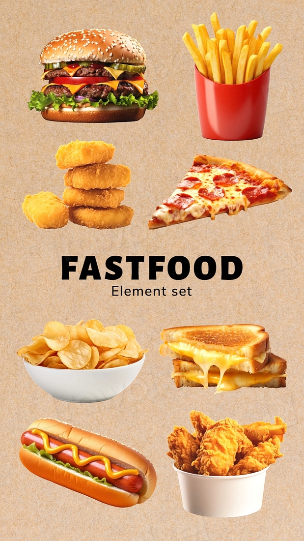 Fast food set, editable design | Premium Editable Design - rawpixel