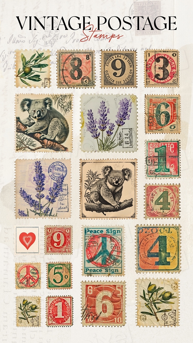 Vintage postage stamp set, editable | Premium Editable Design - rawpixel