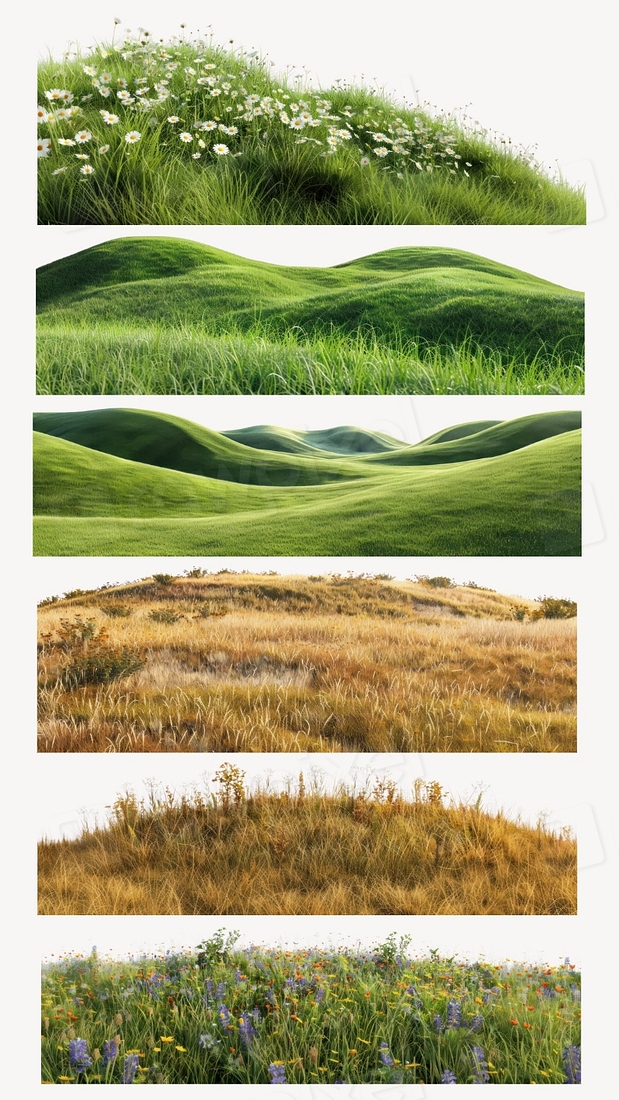 Editable hill border element set | Premium Editable Design - rawpixel