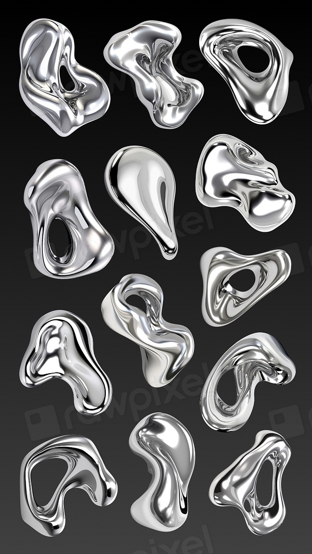 Editable 3D liquid chrome abstract | Premium Editable Design - rawpixel